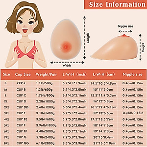 Windsleeping E cup Silicone Breast Forms Mastectomy Prosthesis Fake Boobs Breast Enhancers for Crossdresser Cosplay, 1400g/pair