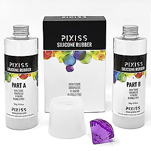 Pixiss Silicone Mold Making Kit Liquid Silicone Rubber Bubble Free Translucent Clear Mold Making Silicone-Mixing Ratio 1:1-Molding Silicone for Resin Molds,Silicone Molds DIY(21.16oz)