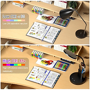 comzler Small Desk Lamp, LED Desk Lamps with Pen Phone Holder, Black Desk Light for Home Office,8W 3 Modes Dimmable LED Desk Light for Kids, Desktop Study Lamps for Bedrooms