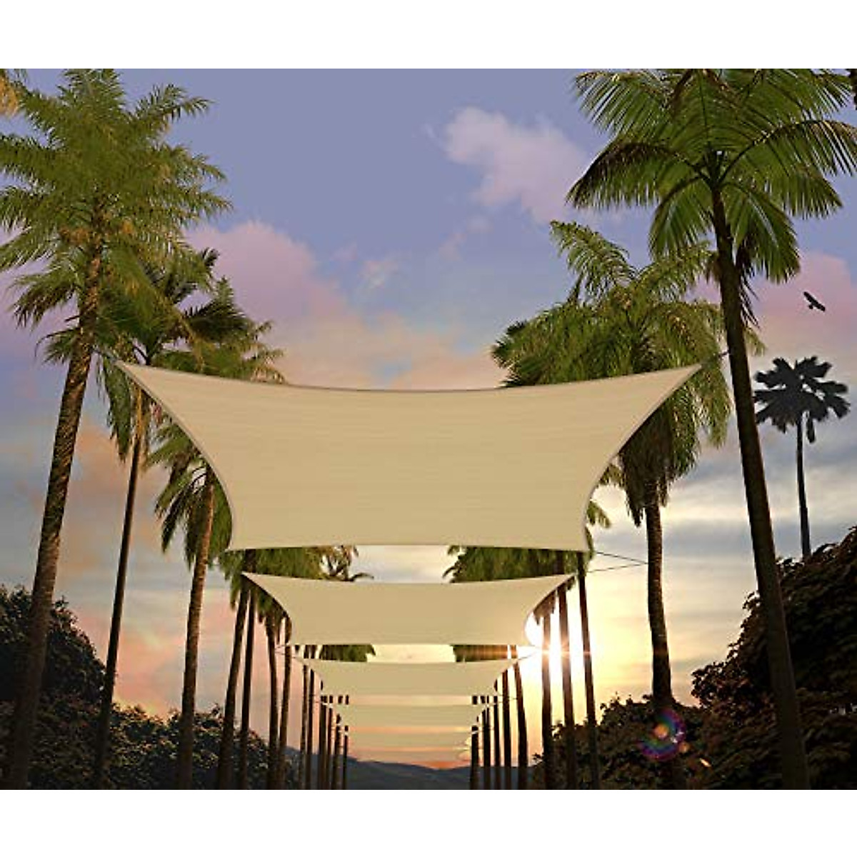 Amgo 10' x 13' Beige Rectangle Sun Shade Sail Canopy Awning ATAPR1013, 95% UV Blockage, Water & Air Permeable, Commercial and Residential (We Customize)