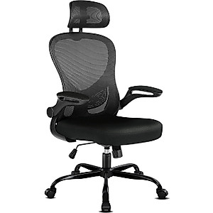 Misolant Office Chair, Ergonomic Desk Chair, Office Desk Chair, Office Chair with Headrest and Adjustable Lumbar Support, Home Office Chair Black