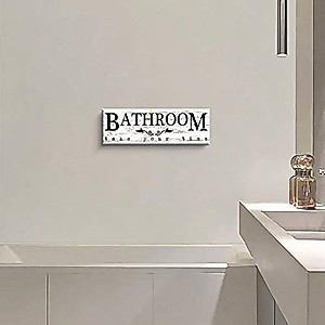 Bathroom Sign Wall Decor Giclee Canvas Print Wall Art Rustic Framed Pictures Artwork Home Decoration, 6 X 17 Inch
