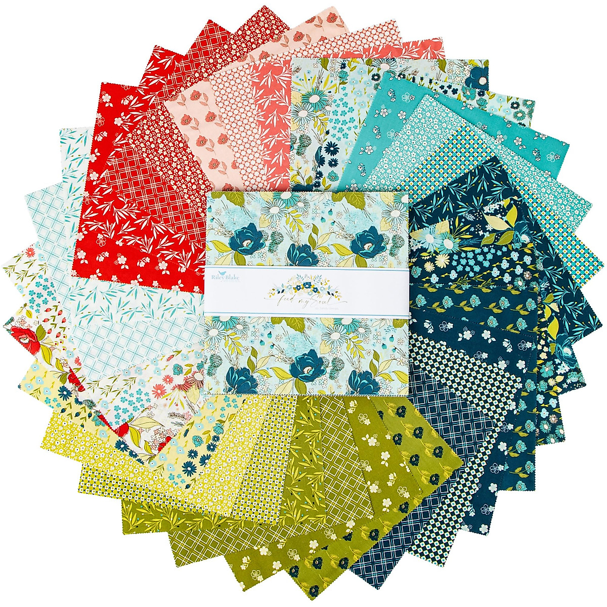 Sandy Gervais Feed My Soul 10"" Stacker 42 10-inch Squares Layer Cake Riley Blake Designs 10-14550-42, Assorted
