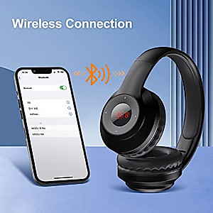 X5 Wireless FM Radio Headphones with Bluetooth, Built in Microphone, Rechargeable and Portable Radio Headset, Over Ear Headphone with Soft Ear Muffs, Stereo Sound, for Jogging, Cycling, Mowing