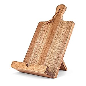Twine Tablet Stand, Acacia Wood Tablet Holder, Cookbook Stand, Rustic Farmhouse Book Holder and Display, Acacia Wood, Set of 1