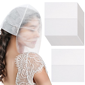 Tegeme 50 Pieces Face Makeup Protector Hood Disposable Cosmetic Mask Beauty Makeup and Clothing Protector Non Woven Dress Make up Face Cover Makeup Protector Face Mask for Women Changing Room Supply