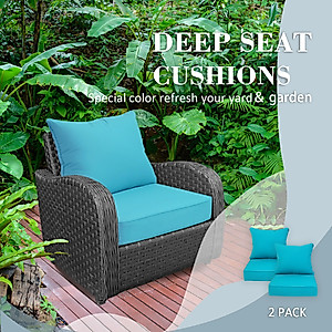 Sunshine Outdoor Indoor/Outdoor Deep Seat Patio Cushions: Resilient Foam Filling, Weather Resistant Patio Cushions,2 Sets Lake Blue
