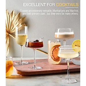 Coupe Glasses Set of 4, Martini Glasses Hand-Blown Premium Crystal Cocktail Glass for Manhattan, Margarita, Espresso Martini, Home Bar, Dinner Party, Birthdays, Housewarming Gift, 8oz Clear