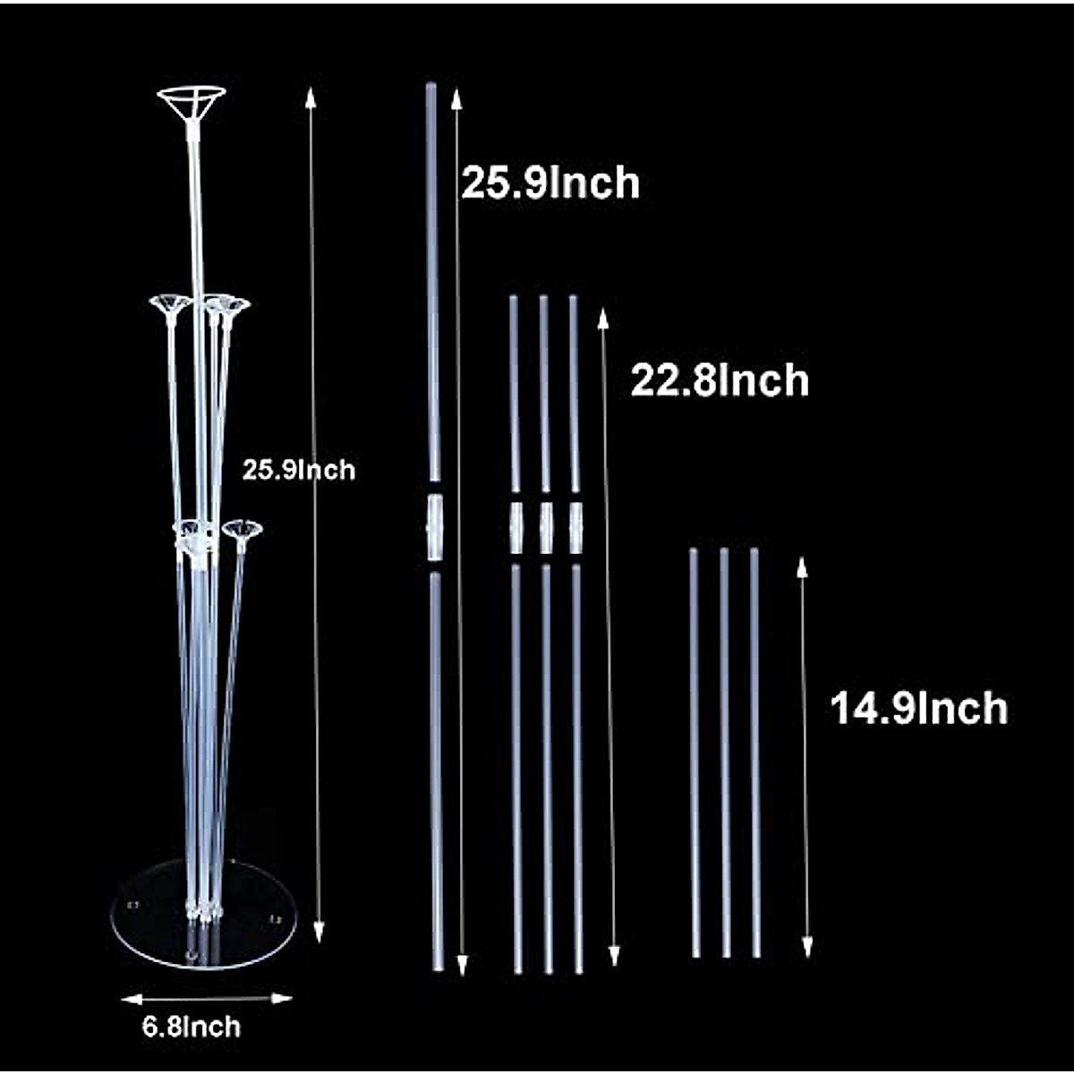 10 Sets of Balloon Stand Kits 28'' balloon base, Reusable Balloon Column Stand kit for Table, Tie Tool, Flower Clips, for Birthday Wedding Party Decorations (10 set)