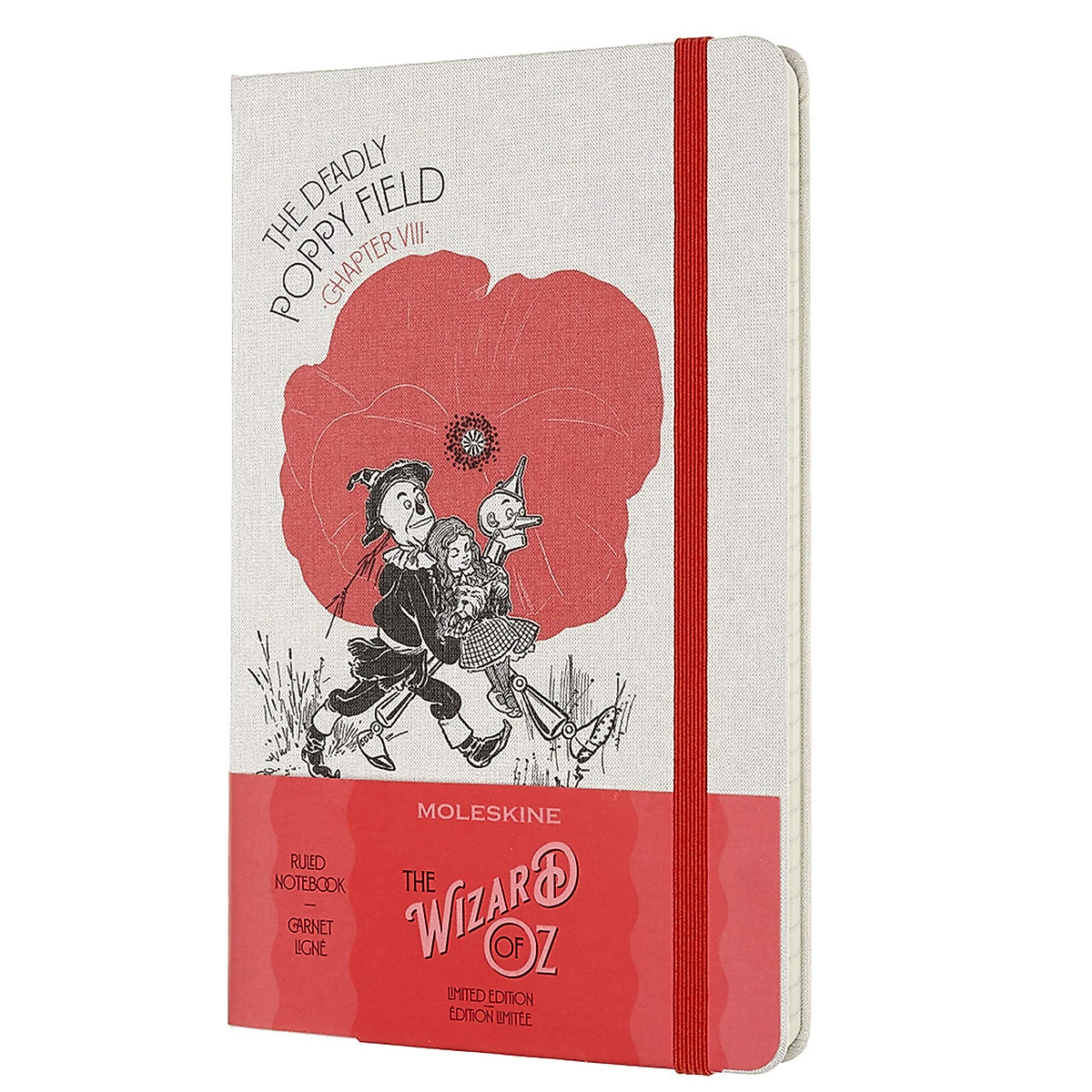 Moleskine Limited Edition Wizard of Oz Notebook, Hard Cover, Large (5" x 8.25") Ruled/Lined, Poppy Field, 240 Pages