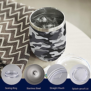 silichee 12 Oz Stainless Steel Stanley Cup with Lid Camouflage Pattern Background Classic Clothing Style Camo Repeat Print Insulated Tumblers Vacuum Coffee Mugs for Hot and Cold Drinks,Wine,Coffee