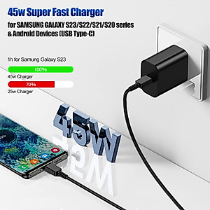 for Samsung Galaxy S23 45w Fast Charger Type C,45 Watt Samsung Charger Block USB C Super Fast Charging for Samsung Galaxy S23 Ultra/S23/S23+/S22/S22 Ultra/S22+/Note 20/S20/S21, Galaxy Tab S7+/S8+2Pack