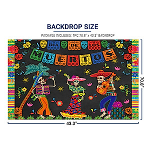 Allenjoy Day of The Dead Backdrop for Mexican Fiesta Sugar Skull Photography Background Dia DE Los Muertos Dress-up Birthday Party Supplies Fiesta Banner Table Decor Decoration Photo Booth Shoot