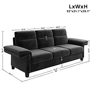 LIKIMIO 92 Inch Sofa, Comfy Lounge Couch with Adjustable armrests, Extra Deep Seats 3 Seater Sofa, Modern Couches for Living Room/Apartment, Easy Assembly, Gray Chenille