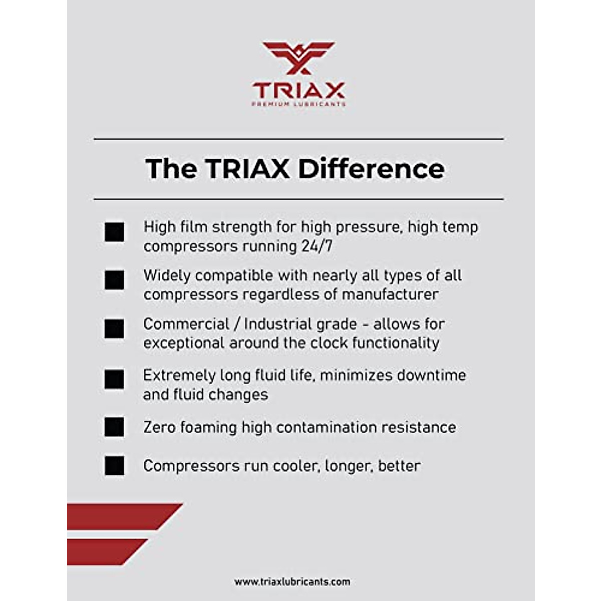 TRIAX Kompressor MV ISO 46, Multi Vis, Full Synthetic Air Compressor Oil, Non-Detergent, Rotary, Vane, Screw, Reciprocal, High Temp, 20,000 Hour Life (1 Gallon)