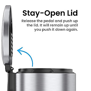 iTouchless SoftStep 3.2 Gallon Small Bathroom Step Trash Can with Odor Filter & Removable Inner Bucket, Stainless Steel, 12 Liter Round Pedal Garbage Bin for Bedroom, Home, Office Cubicle, Business