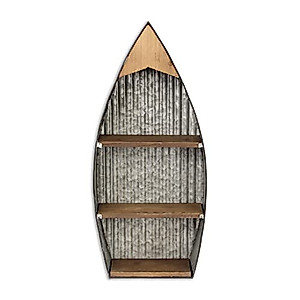 Contemporary Home Living 10.5" Gray and Brown Wall Hanging Boat with Shelves