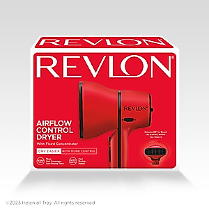 REVLON Airflow Control Hair Dryer with Diffuser | 1875W Blow Dryer Head Rotates 90° for Total Control, Wider Head for Less Drying Time, Reduces Frizz (Red)
