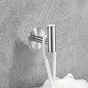 Vuzvuv Adhesive Hooks Brushed Nickel SUS304 Stainless Steel Towel Hooks Heavy Duty Waterproof Wall Hooks Self Adhesive Coat Robe Towel Hooks for Bathrooms Kitchen Hotel Wall Mounted Hooks - 2 Pack