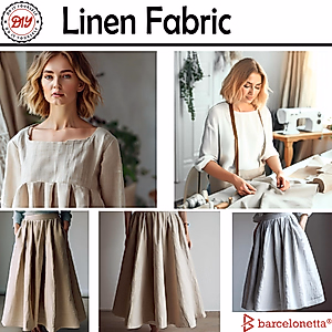 Barcelonetta | Linen Fabric | Natural Linen Cloth | Embroidery, Sewing | Soft, Breathable | 55" Wide | 70% Linen, 30% Rayon | Hemp, Jute, Needlework, Lining (Silver, 2 Yard)