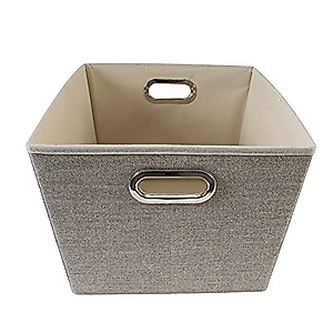 Simplify Large Grommet Bin in Faux Jute Storage Basket, Beige