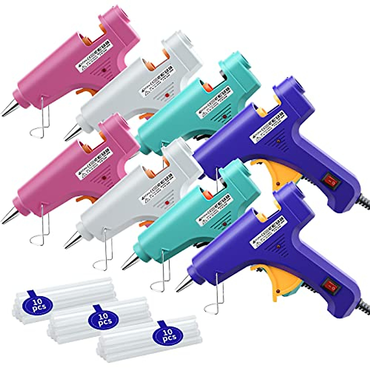 Mini Hot Glue Gun Set for Class Project, Small Glue Gun Kids Hot Melt Arts Craft DIY Glue Gun for Crafts School DIY Arts Home Quick Repairs (Multicolored 8 Pieces)