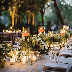 LPUSA 10 Hour Orange Floating Candles Large 3"，Unscented Romantic Tealight Ribbed Candles for Cylinder Vases，Centerpieces at Wedding, Party, Pool, Holidays, Set of 12