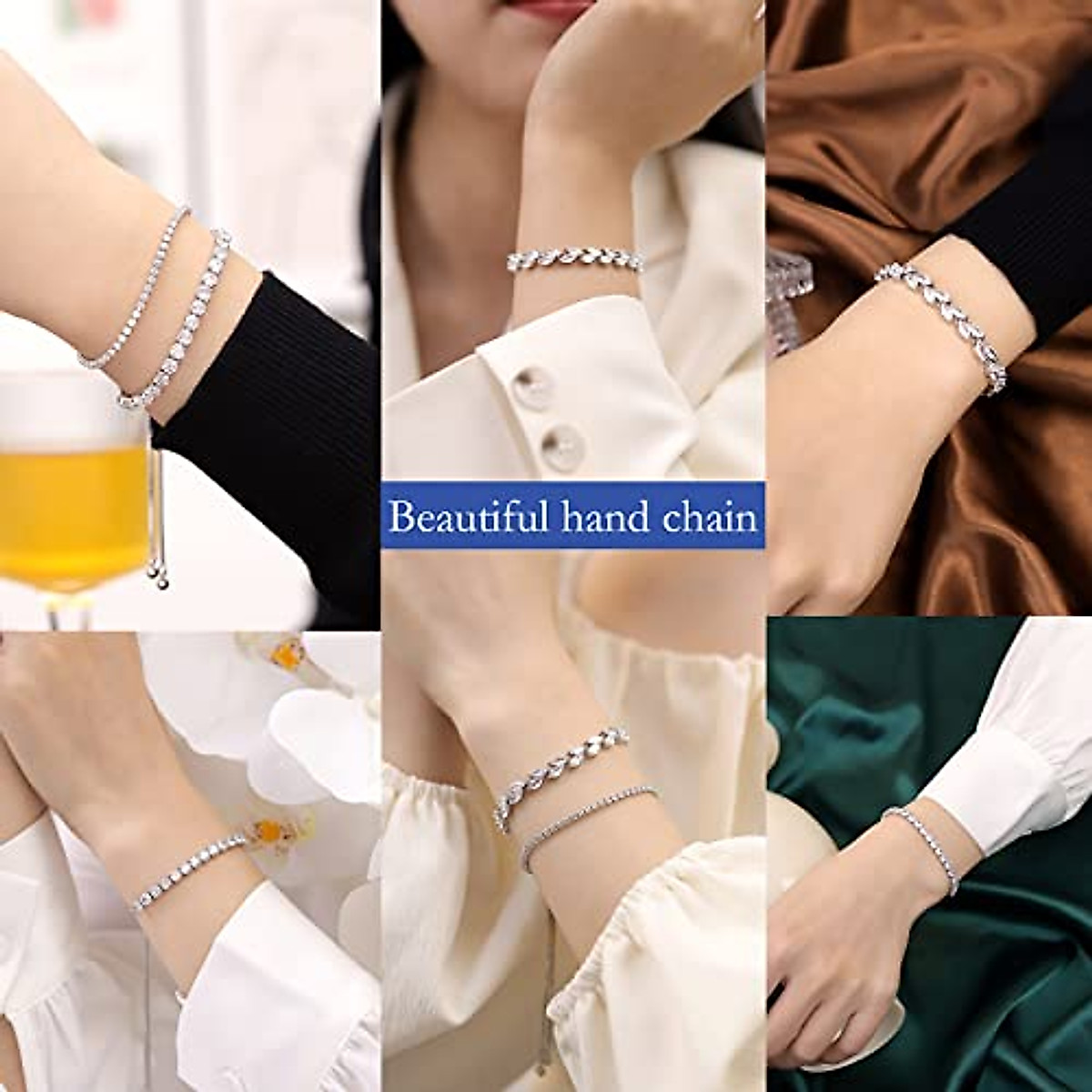 14K Silver Plated Tennis Bracelet Cubic Zirconia Classic Bracelet Silver Bracelets for Women Girls (GSZH-001)