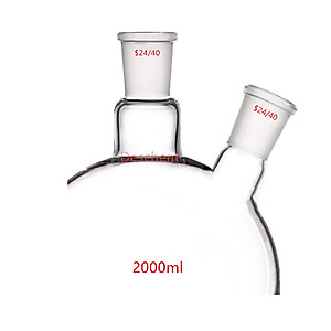 Deschem 2000ml,24/40,2-Neck,Flat Bottom Glass Flask,2L,Two Necks,Laboratory Vessel