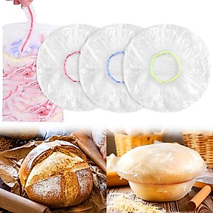50PCS Colorful Bowl Covers for Bread Proofing, Reusable Elastic Sourdough Bread Baking Cover, Plastic Bowl Covers for Bread Rising, Stretchable Plastic Wrap for Storage Containers