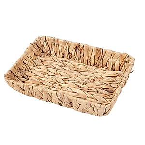 Hand-Woven Large Storage Baskets , Water Hyacinth Wicker Baskets for Organizing,Woven Baskets, Organizer, Natural Container，13.38” x 9.5” x 2.75”