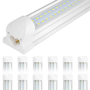 SHINESTAR 12-Pack LED Shop Light 8FT, 72w 9000LM 5000K Daylight, Linkable T8 Tube Lights for Garage, Workshop, Basement, Plug and Play