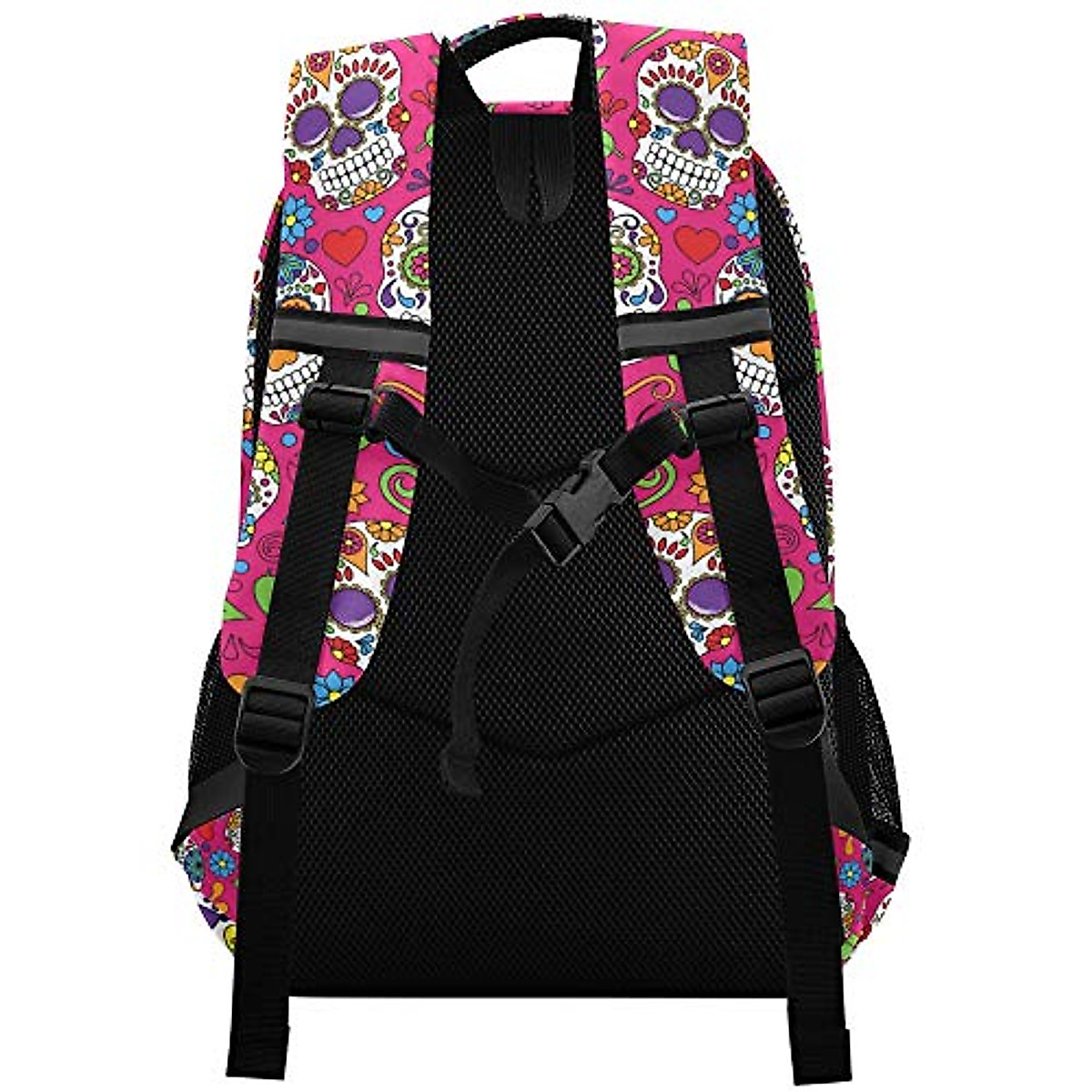 ALAZA Sugar Skull Day Off The Dead Pink Backpack Purse for Women Men Personalized Laptop Notebook Tablet School Bag Stylish Casual Daypack, 13 14 15.6 inch