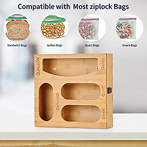 QUALLON Plastic Bag Storage Organizer Drawer or Wall Mount,Plastic Bag Organizer, Sandwich Bag Organizer, Baggie Organizer,Plastic Bag Storage for Drawer Kitchen Gallon Quart Snack Holders Dispenser