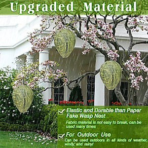 ZeeDix 4 Pack Hanging Fake Wasp Nest for Indoor and Outdoor, Home and Garden(8.66"×11",Dark Green)