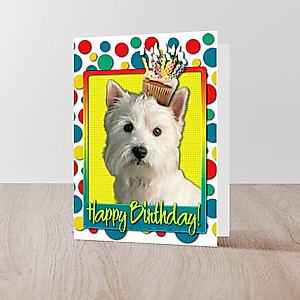 CafePress Birthday Cupcake Westie Folded Greeting Card Matte