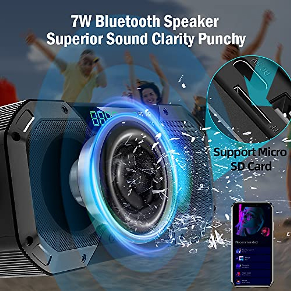 5000mAh Emergency Weather Radio with Bluetooth Speaker, Waterproof Hand Crank Digital NOAA AM FM Weather Radio, Solar Radio with Flashlight, Cell Phone Charger, Compass, Camping Survival Gear