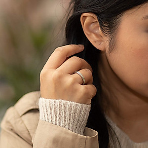 PEORA Peridot Classic Eternity Ring Band for Women 925 Sterling Silver, Natural Gemstone Birthstone 1 Carat total, Comfort Fit, Size 6 - August Birthstone Gift, Real Peridot Jewelry