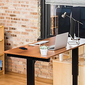 Stand Up Desk Store Electric Adjustable Height Standing Desk with Programmable Memory (Black Frame/Teak Top, 60" Wide)