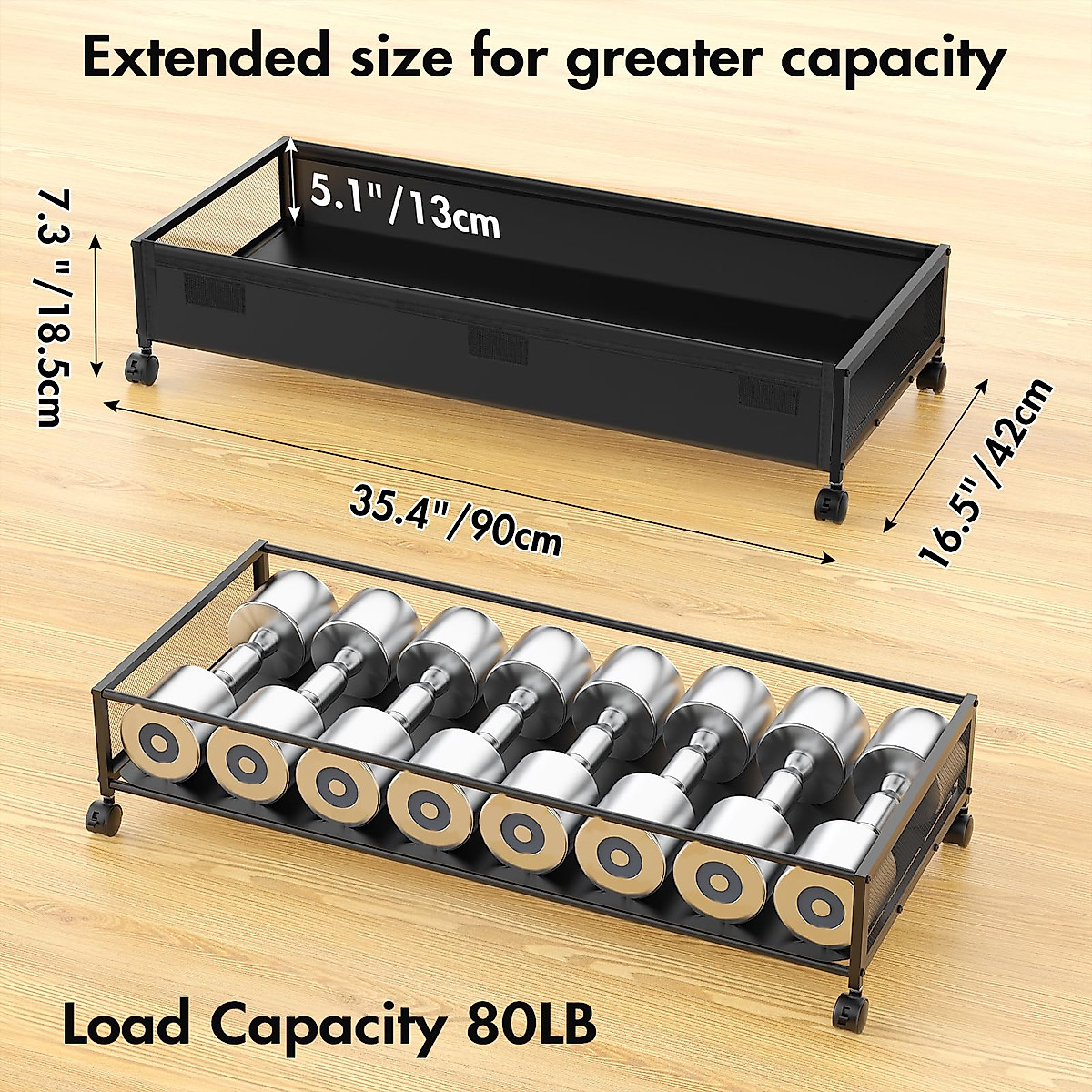 MixcMax Under Bed Storage Bins With Lids - 2Pack Lengthen Underbed Storage Containers with Wheels, Large Capacity Metal Clothes Organizer for Bedroom, Storage Box for Clothing Shoes Blanke Sheet