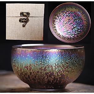 HAPPYDOG Colorful JianZhan Tenmoku Tea Cup Bowl Ancient Chinese Crafts Mug Designer Collection Ceremony Ancient Style HandWork Made (AA)