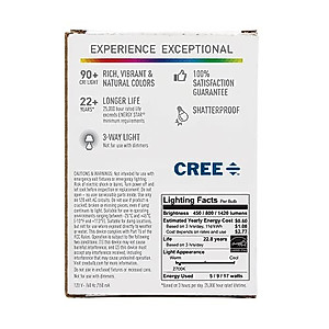Cree Lighting Exceptional Series A21 Bulb, 2700K Non-Dimmable LED Bulb, 40/60/100W + 1420 Lumens, Soft White, 1 Pack (TA21-15027MDFH25-12WE26-1-11006S-D)
