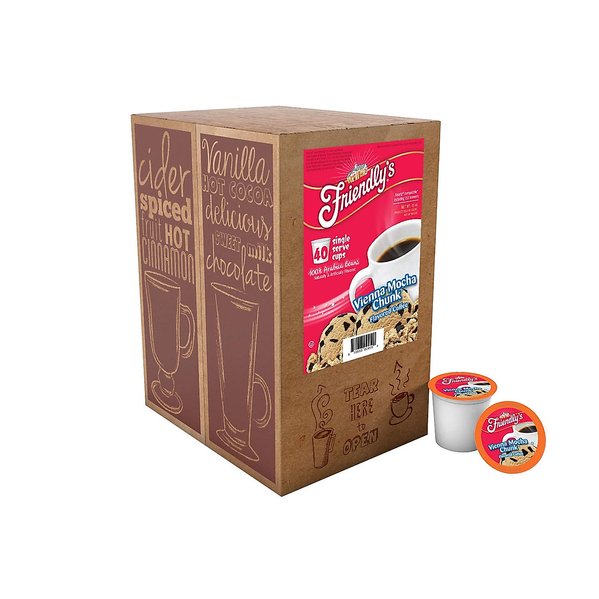 Friendly's Flavored Ice Cream Coffee Pods, Compatible with Keurig K Cup Brewers (Vienna Mocha Chunk, 40 Count)