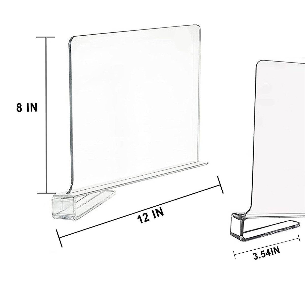 ikaufen Shelf Dividers, 12 Inches Tall Vertical Purse Separators for Closet Perfect for Bedroom, Kitchen and Office Shelves, Adjustable Acrylic Bookshelf for Organization (6 Pack, 12 Inch)