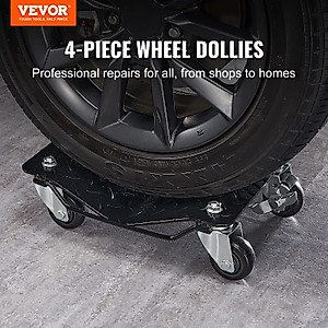 VEVOR Wheel Dolly, 6000 lbs/2722 kg Car Moving Dolly, Wheel Dolly Car Tire Stake Set of 4 Piece, Heavy-Duty Car Tire Dolly Cart Moving Cars, Trucks, Trailers, Motorcycles, and Boats