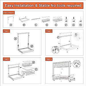 Under Sink Organizer And Storage,Pull Out Cabinet Organizer,2-Tier Slide Out Kitchen Basket Sink Shelf Cabinet Organizers,Adjustable L Shape Under Counter Organizers For Bathroom Kitchen Organization