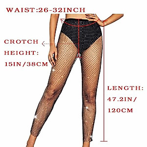 Yokawe Mesh Pants Sparkly Rhinestone Cover Up Pants Fishnet See Through Leggings Crystal Bottoms Nightclub Rave Festival Party Bikini Swimsuit Pants Cover Ups for Women Black