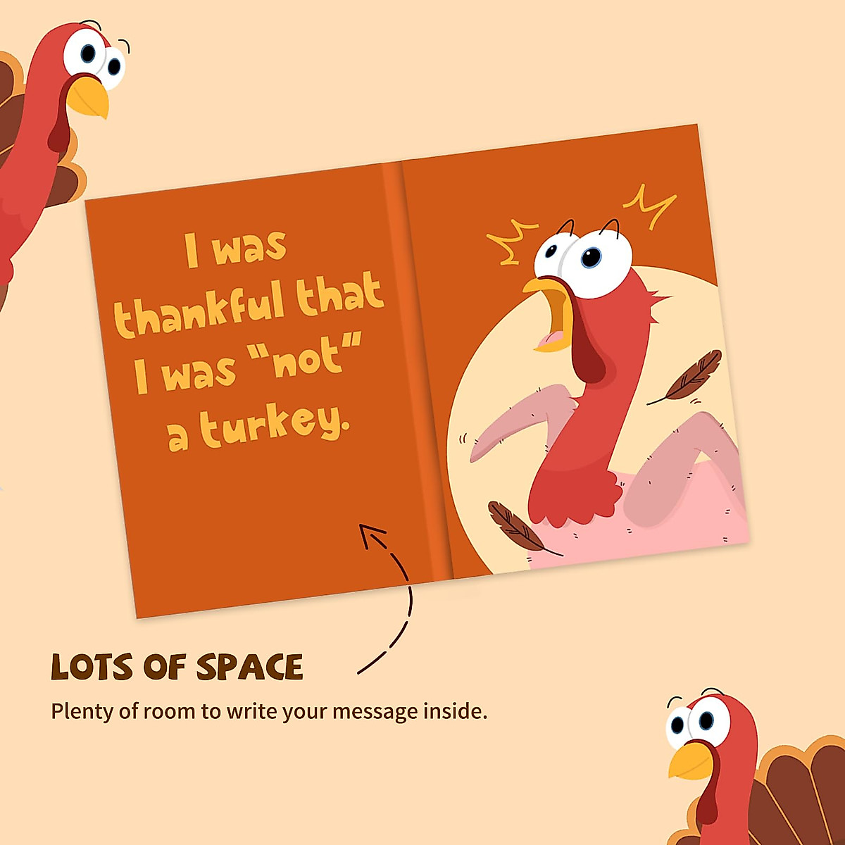 DTESL Happy Thanksgiving Card Funny, Sound and Shaking Head Motion Cartoon Humor with Envelope - not a turkey