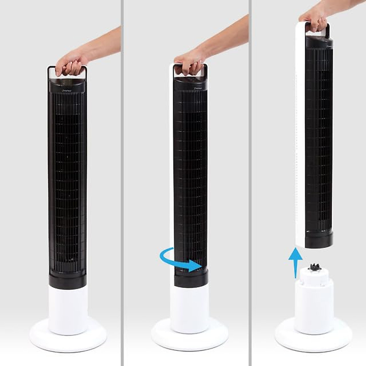 Aspen 40" Washable Tower Fan with Oscillating Tower Fan - Easy Wash Design, 3 Color Nightlight, 4 Speeds, 4 Timers, Magnetic RF Remote - Cooling Fans for Bedroom, Home Office, and Living Room