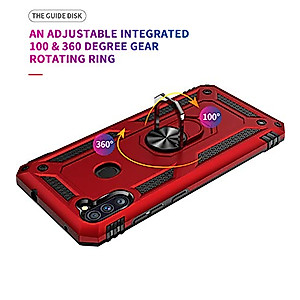 PUSHIMEI Samsung A11 Case,Galaxy A11 Case, Military Grade Heavy Duty Armor Protection Phone Case Cover with HD Screen Protector Magnetic Ring Kickstand for Samsung Galaxy A11 (Red Military Case)